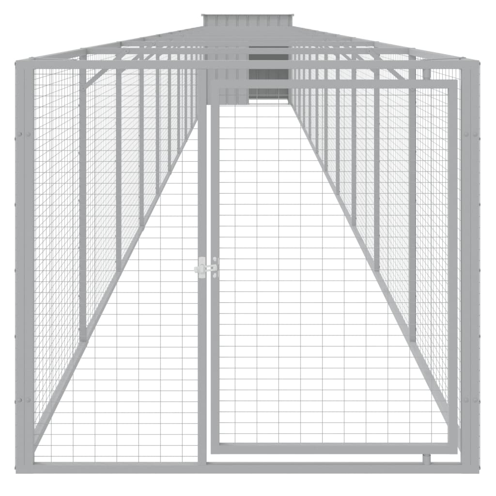 Dog House with Run Light Grey 110x1221x110 cm – Andala Pets & Rural Pty Ltd